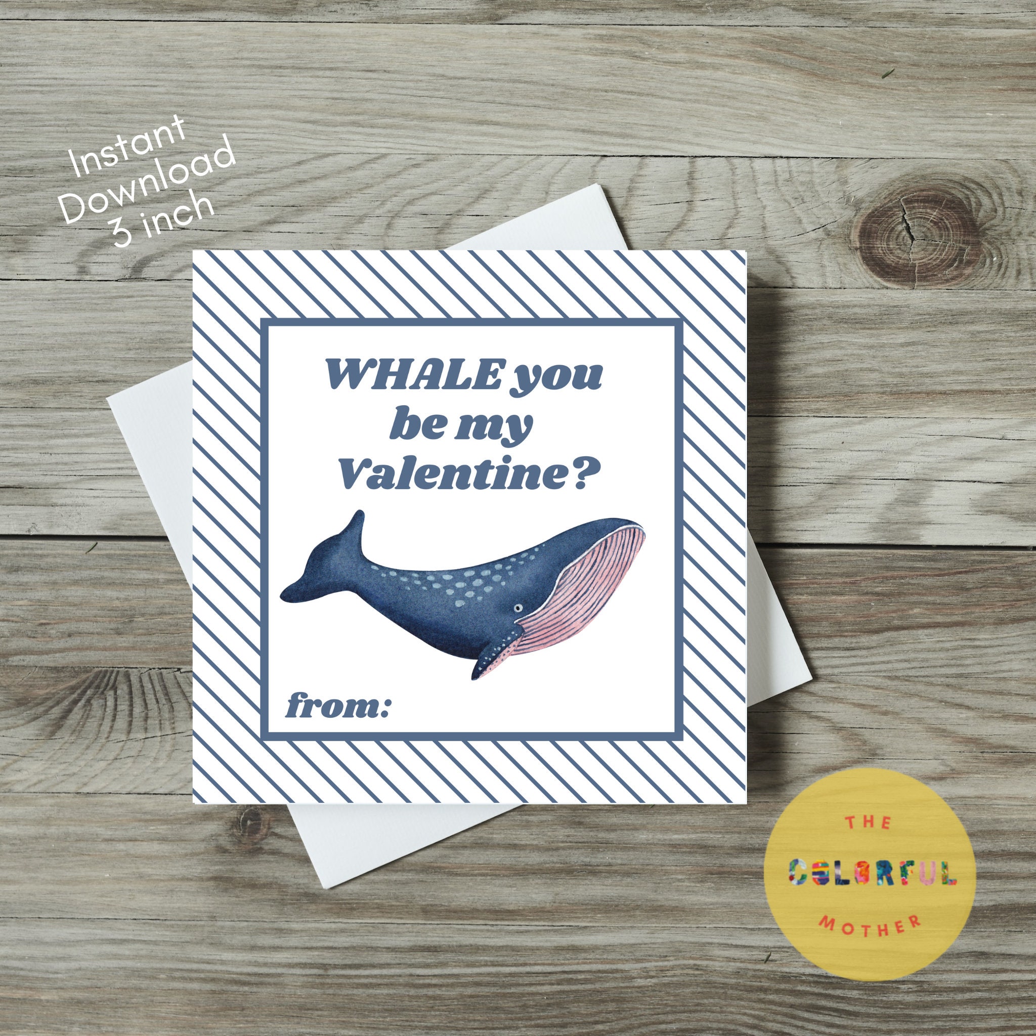 PRINTABLE Whale Valentine Card/ Kids Whale Valentine/ - Etsy