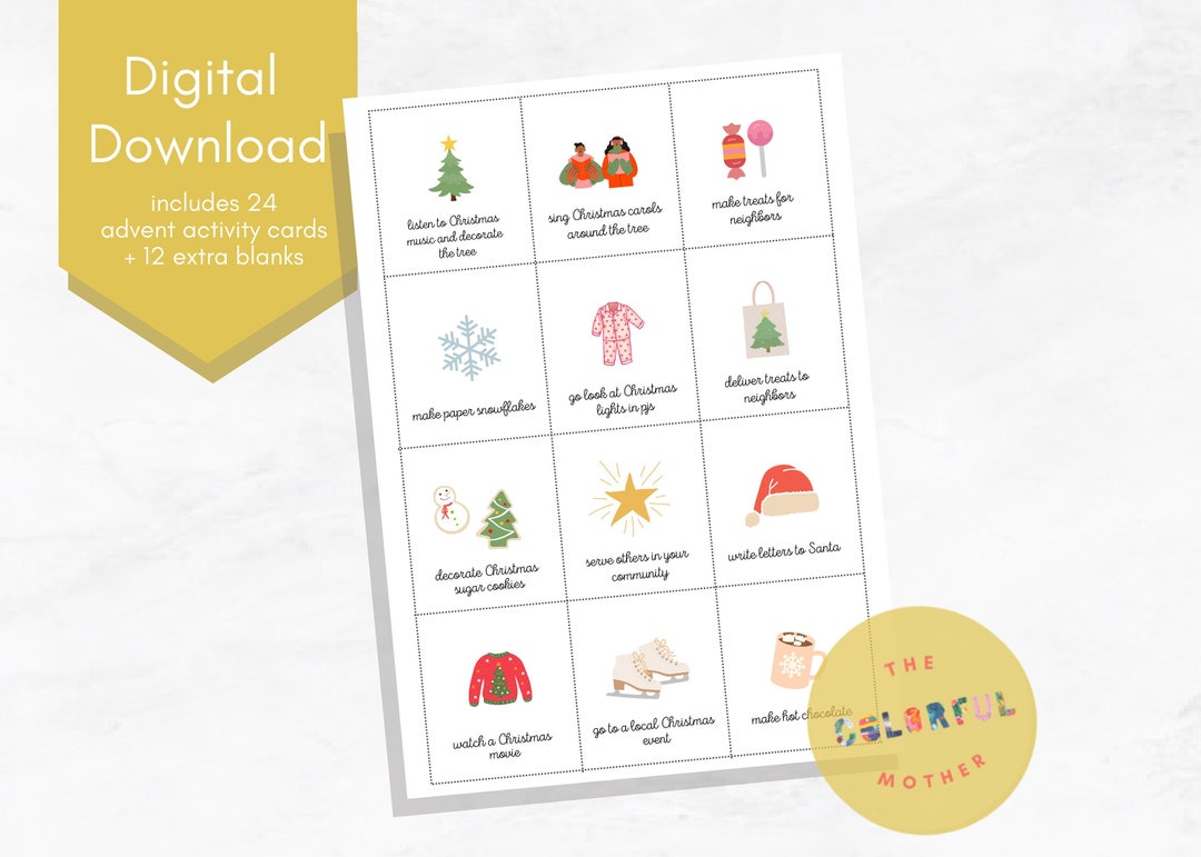 Printable Advent Cards/ Advent Cards for Kids/ Family Advent Cards ...