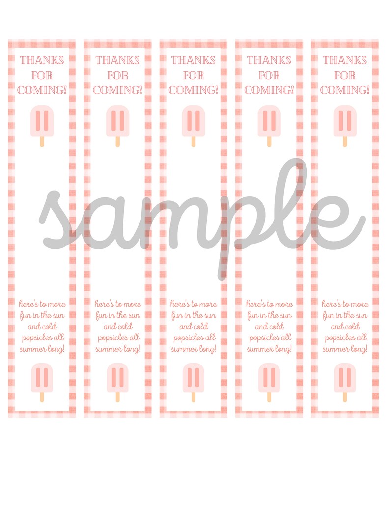 Summer Party Favor/ice Pop Printable/ Ice Pop Holder Insert/ Popsicle ...