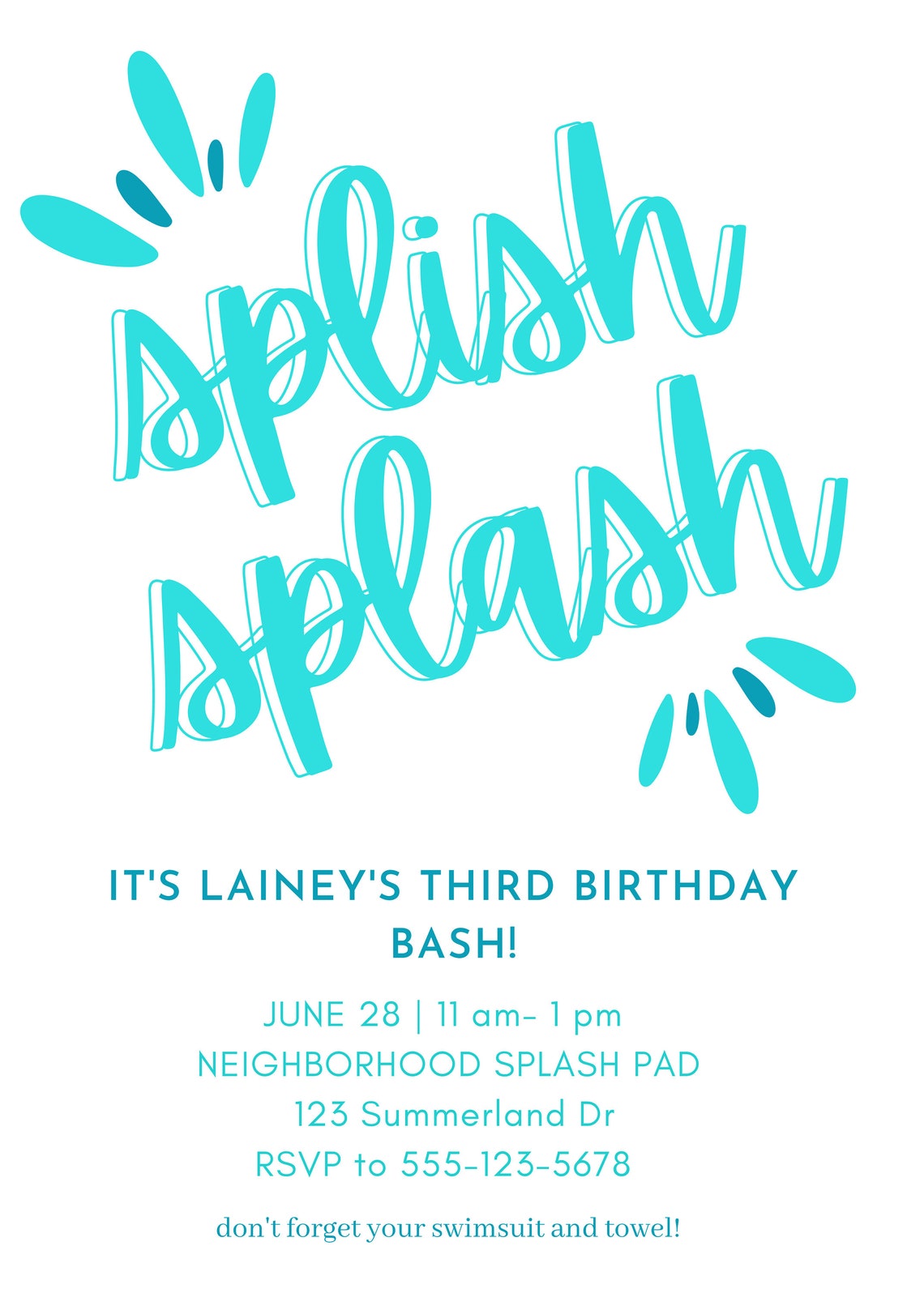 Splash Pad Birthday Party Invitation/ Splash Pad Invitation/ Summer ...