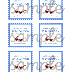 Sunglasses Valentine Card/you Brighten My Day Valentine Tags/printable ...