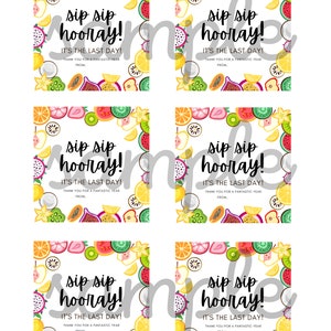 Teacher Appreciation Gift/end of School Gift Tag/sip Sip Hooray Tag ...