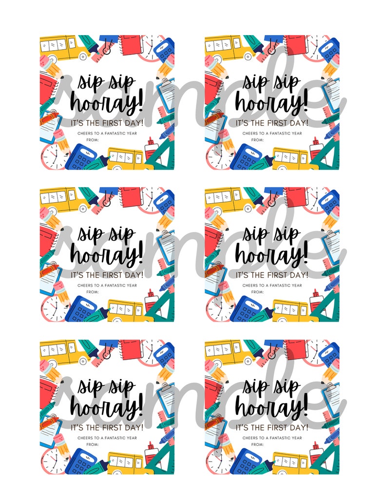 Teacher Appreciation Gift/back to School Gift Tag/sip Sip Hooray Tag ...