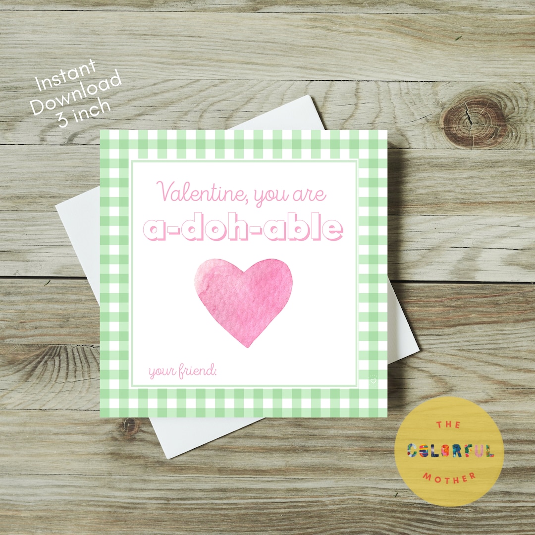 Playdough Valentine's Day Tags: Printable Favor Cards (PDF) - Etsy UK