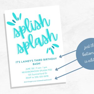 Splash Pad Birthday Party Invitation/ Splash Pad Invitation/ Summer ...
