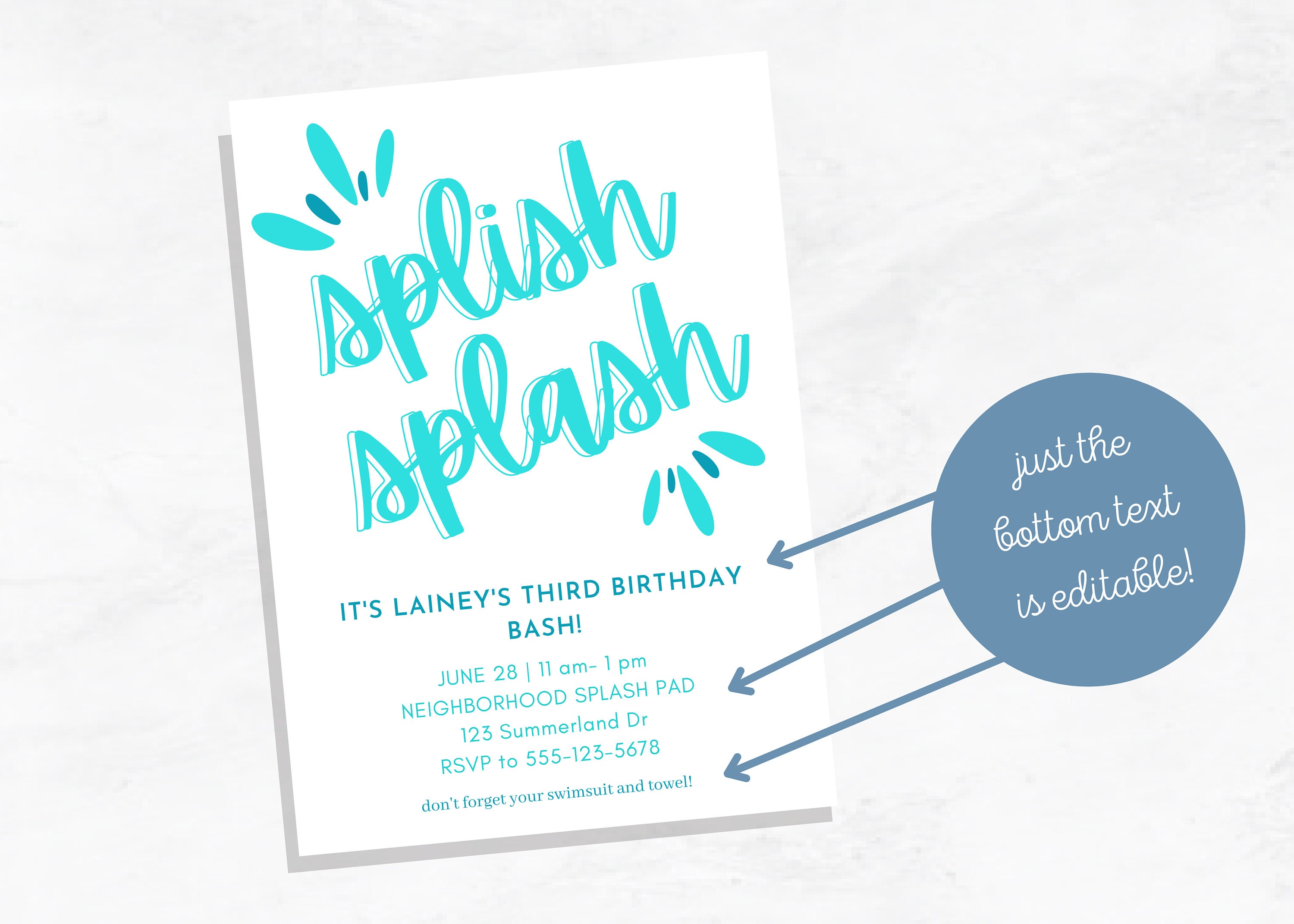 Splash Pad Birthday Party Invitation/ Splash Pad Invitation/ Summer ...