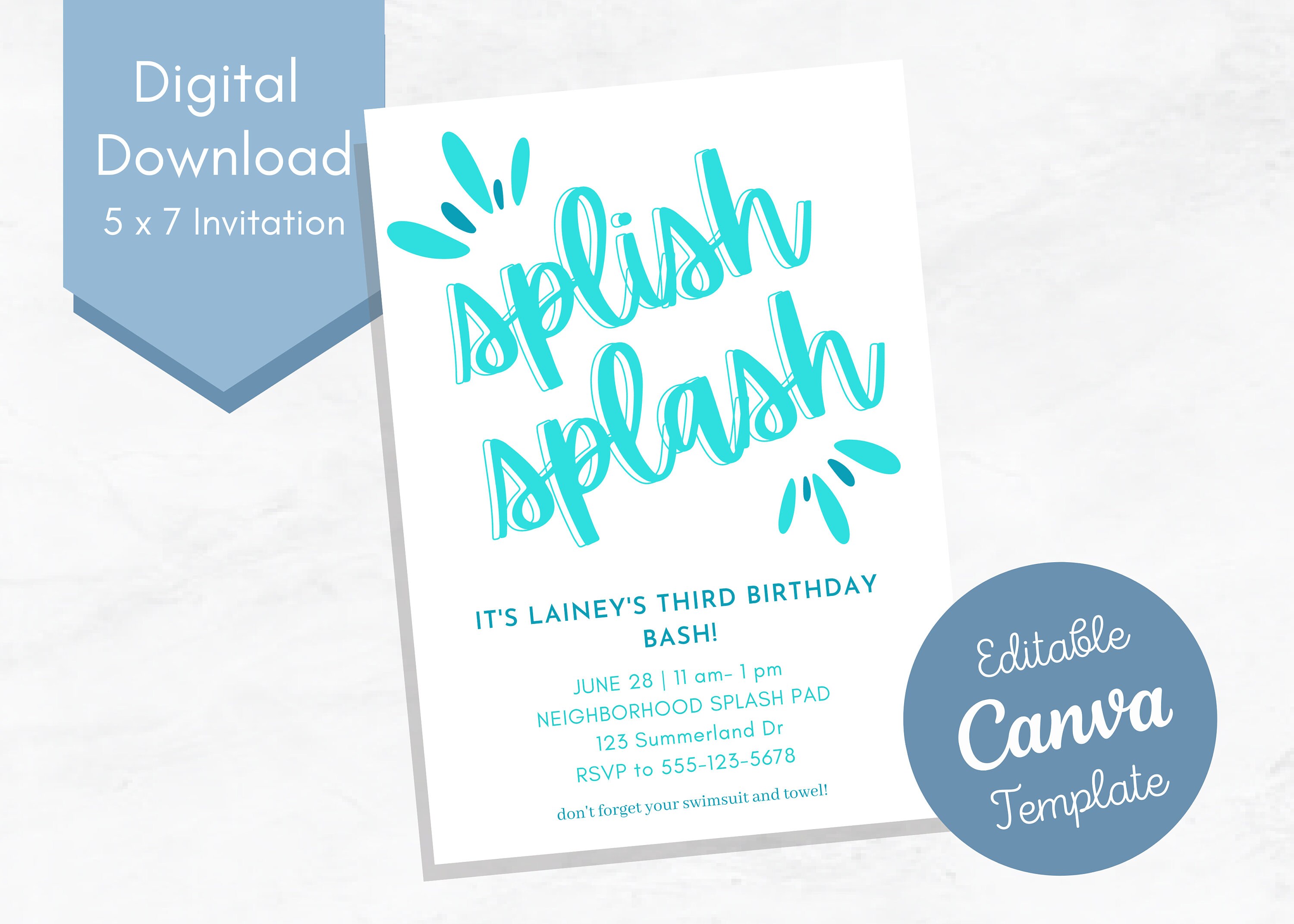 Splash Pad Birthday Party Invitation/ Splash Pad Invitation/ Summer ...
