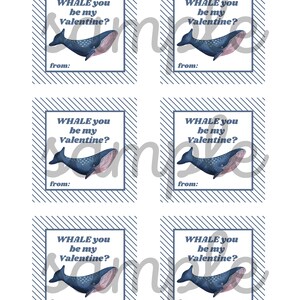 PRINTABLE Whale Valentine Card/ Kids Whale Valentine/ Classroom ...