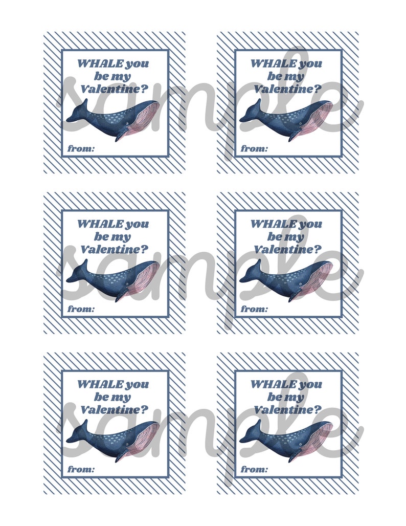 PRINTABLE Whale Valentine Card/ Kids Whale Valentine/ - Etsy