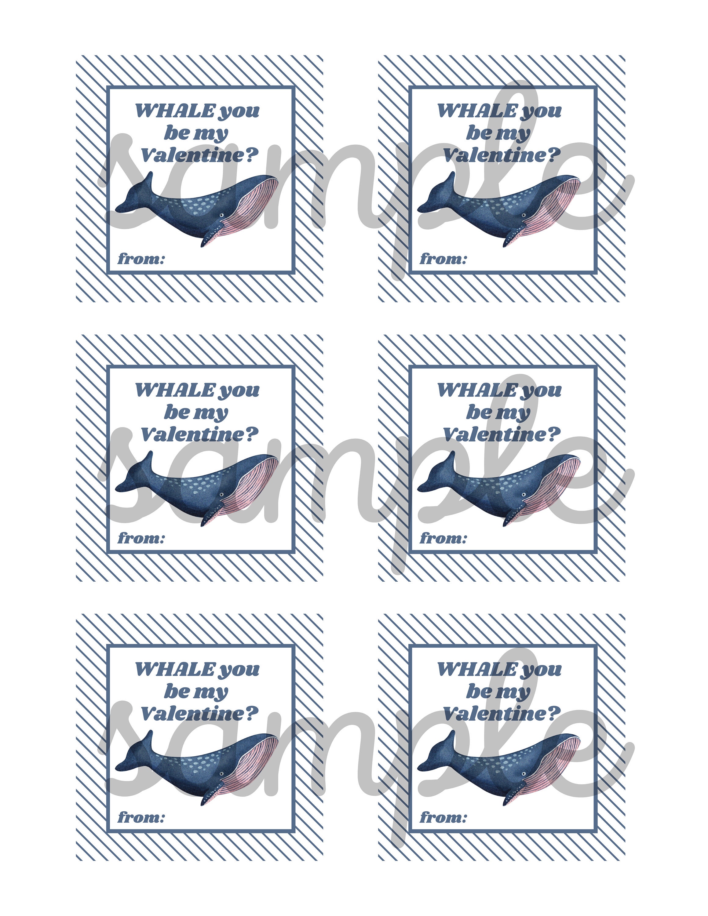PRINTABLE Whale Valentine Card/ Kids Whale Valentine/ - Etsy