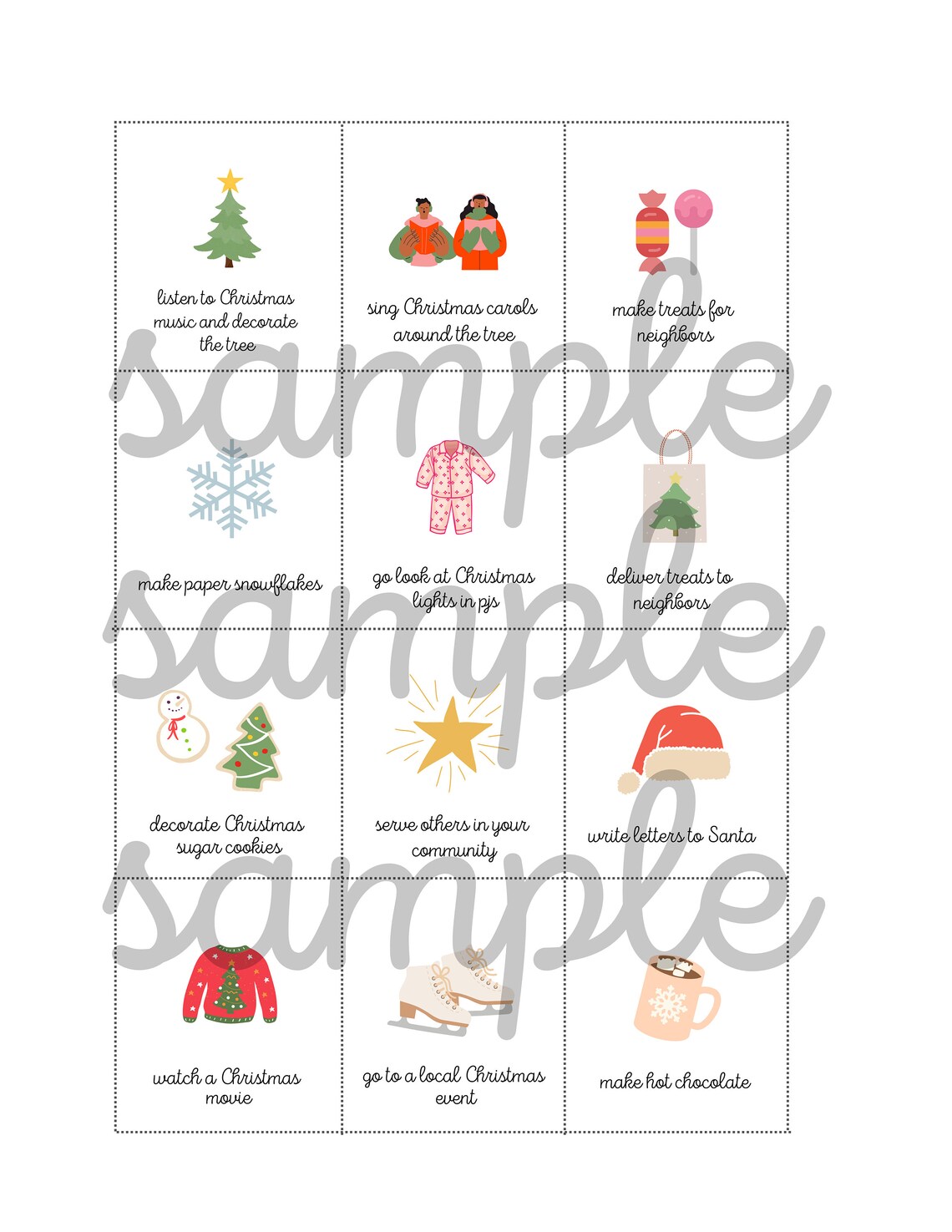 Printable Advent Cards/ Advent Cards for Kids/ Family Advent Cards ...