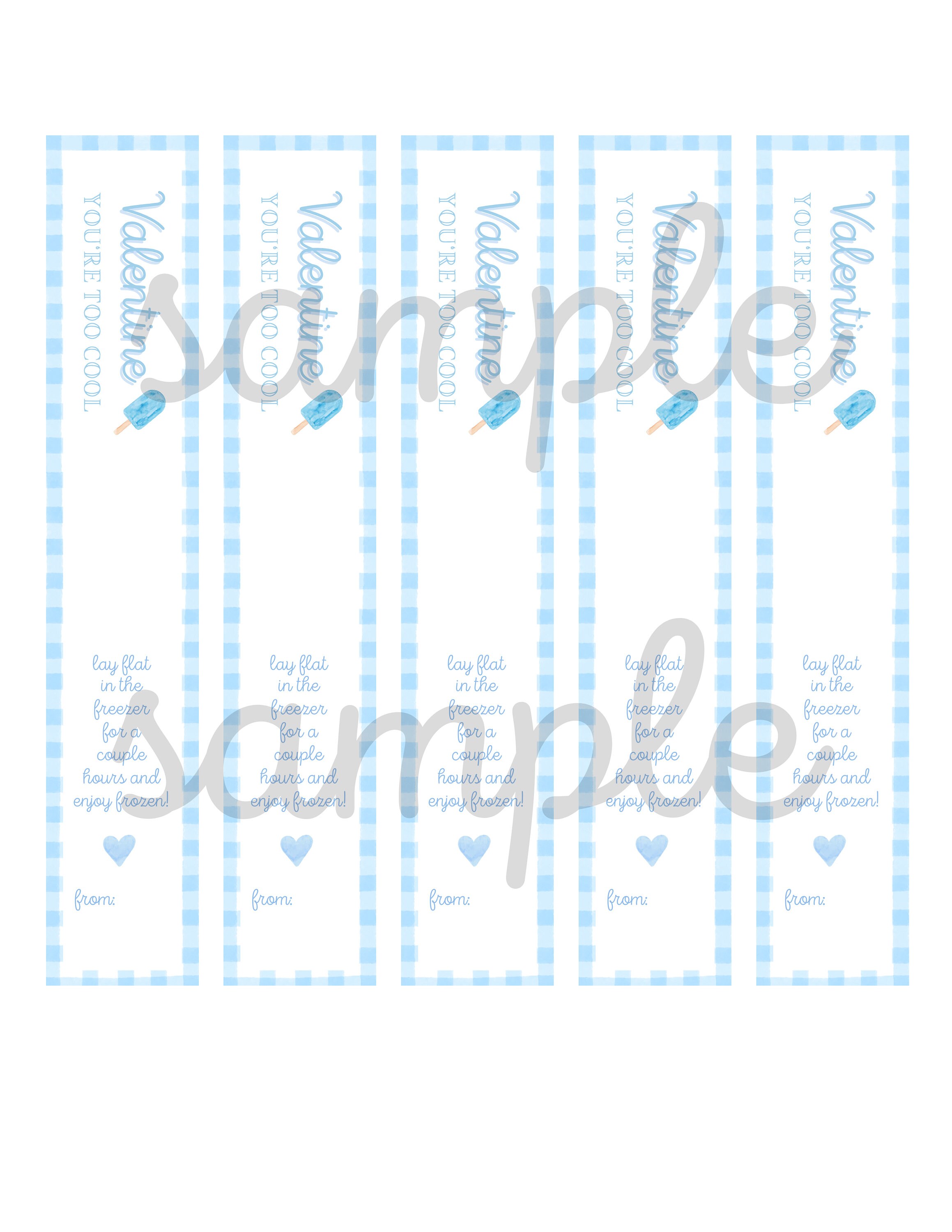 Popsicle Valentine Card Printable / You're Too Cool Valentine/ice Pop ...