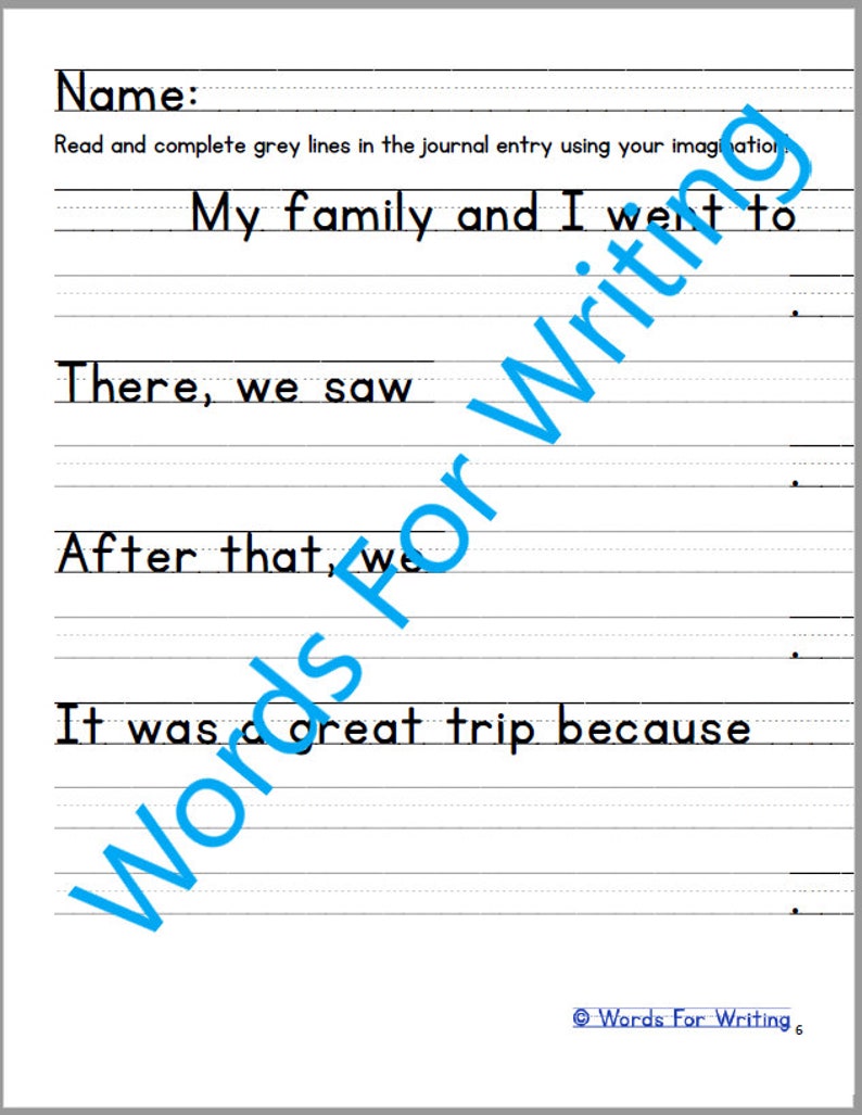 Printable Story Writing Workbook: 1st-4th Grade - 10 Pages of "complete ...