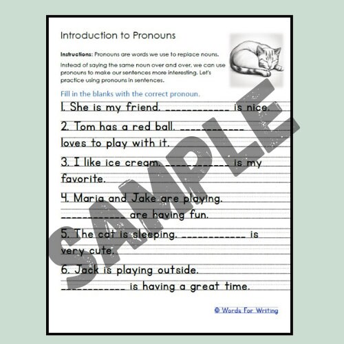Printable Pronoun Worksheets for 1st Grade: 5-page Fill-in-the-blanks ...