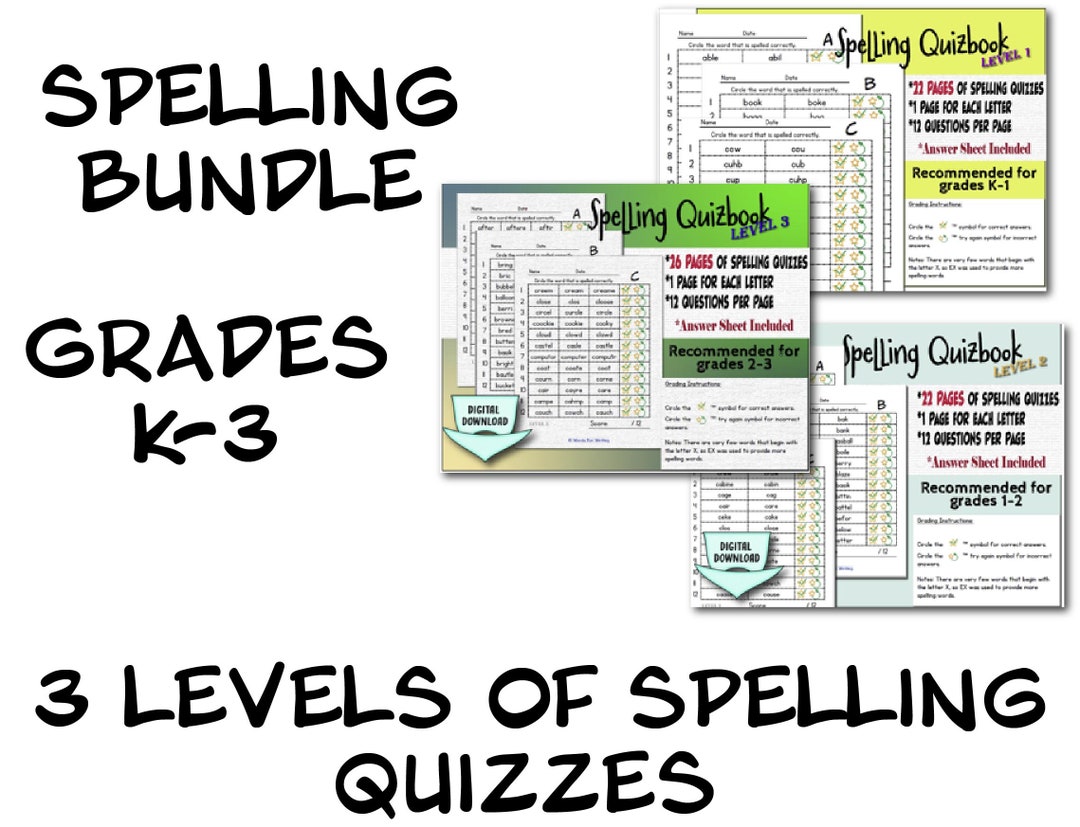 Spelling Test Bundle: Workbook and Activity Sheets for K-3rd Grade ...