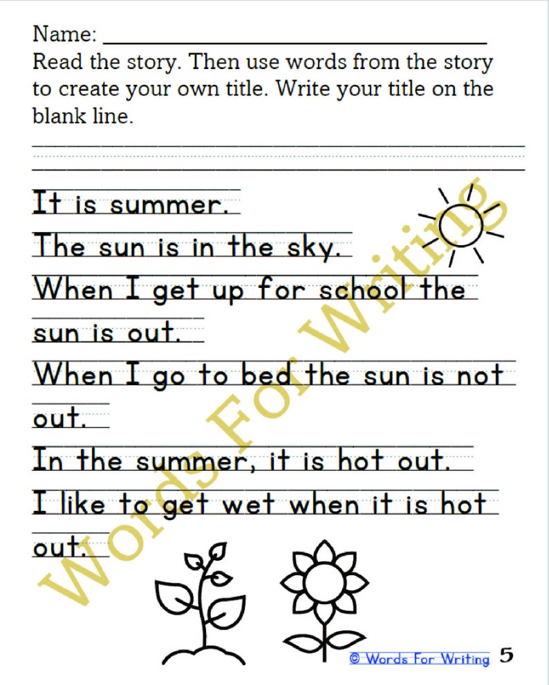 1st Grade Reading Stories PDF: 10-page Printable Workbook - Title ...