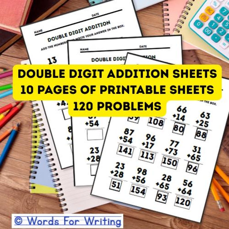 Double Digit Addition Worksheets PDF | 2-digit Math Practice ...