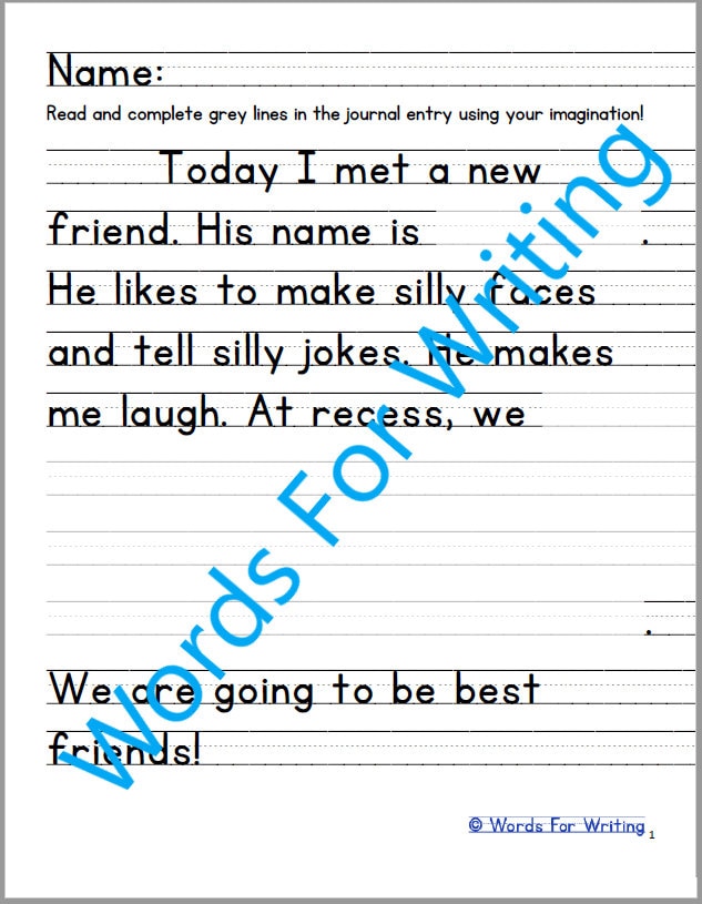Printable Story Writing Workbook: 1st-4th Grade - 10 Pages of "complete ...