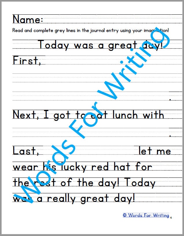 Printable Story Writing Workbook: 1st-4th Grade - 10 Pages of "complete ...