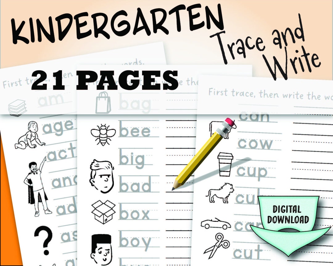 Kindergarten ELA Workbook: Writing, Tracing, Words (printable PDF) - Etsy