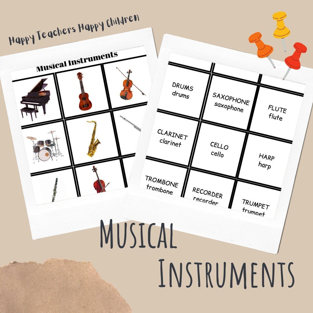 Musical Instruments Language Flash Cards - Etsy