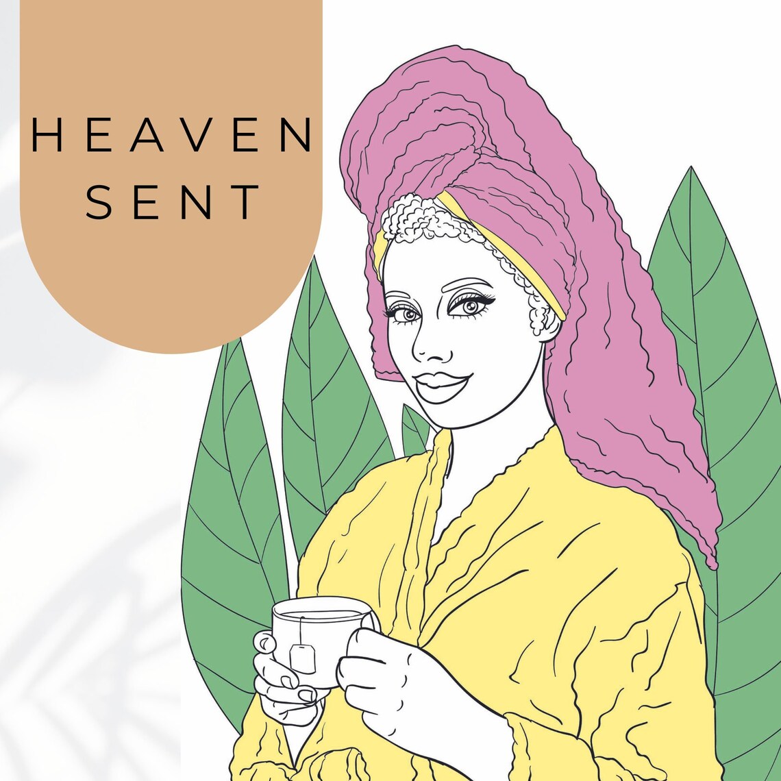 DIY Paint Party Outline, Paint and Sip Canvas: Woman With Tea, Relax ...