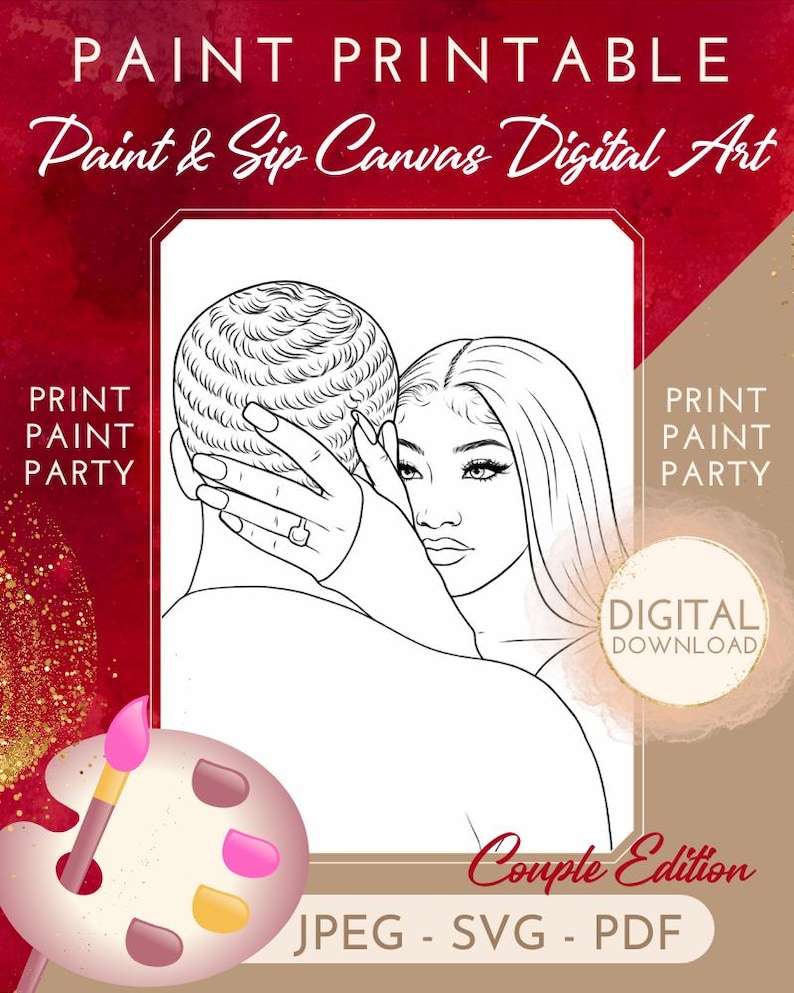 Couple Goals Paint and Sip and Paint Templates for Black Love ...