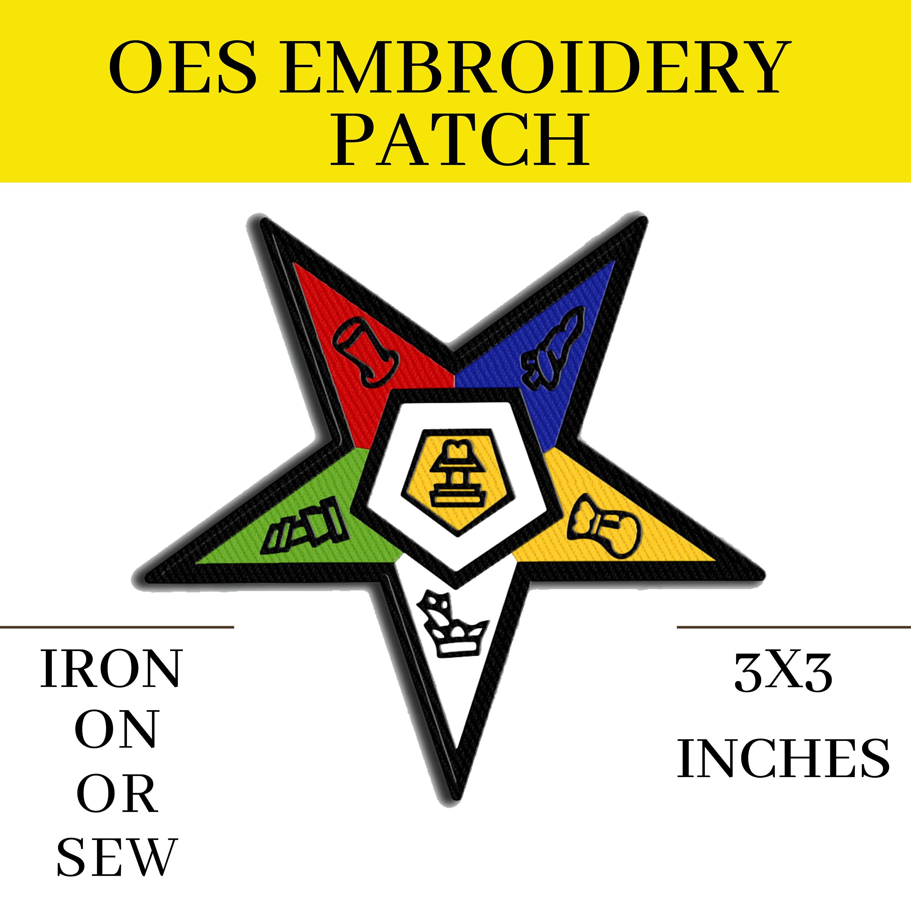 OES Patch, Embroidered Patch iron-on or Sew-on, Eastern Star Masonic ...