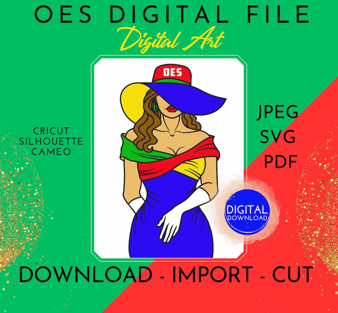 OES Digital File Lady in Dress With OES Hat and White Gloves - Etsy