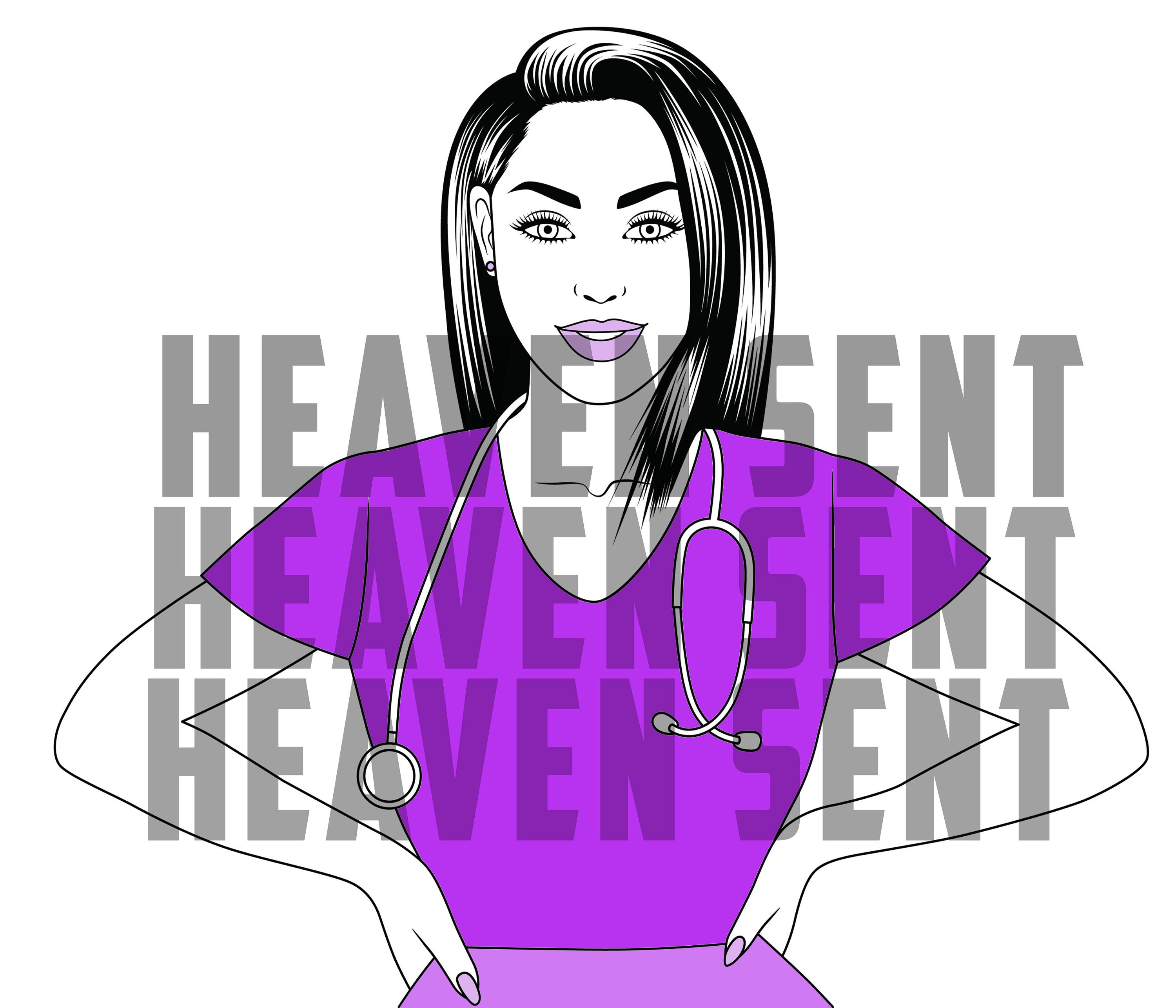 NURSE DIY Paint Party Outline, NURSE, Paint With a Twist, Black Woman ...