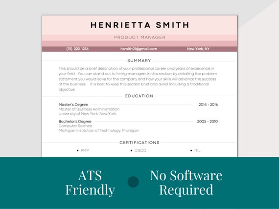 Modern Resume CV Template ATS Friendly Includes Cover | Etsy