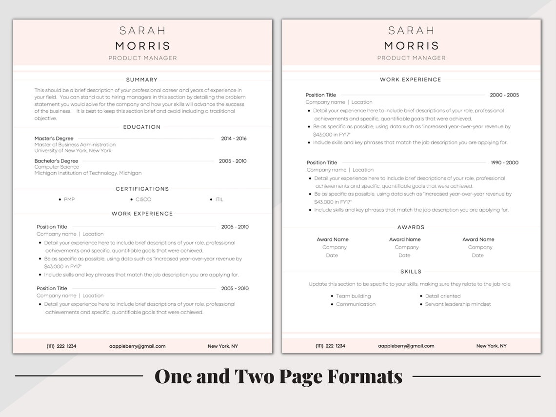 Posh Resume CV Template, ATS Friendly, Includes Cover Letter ...