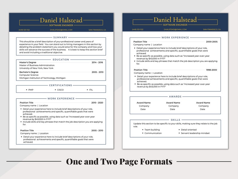 Modern Resume CV Template, ATS Friendly, Includes Cover Letter ...