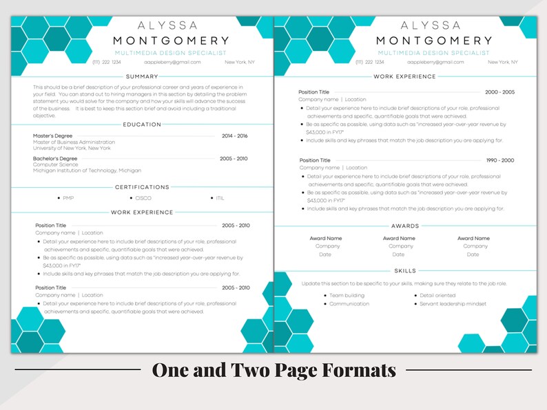 Creative Resume Template, ATS Friendly, Includes Cover Letter ...
