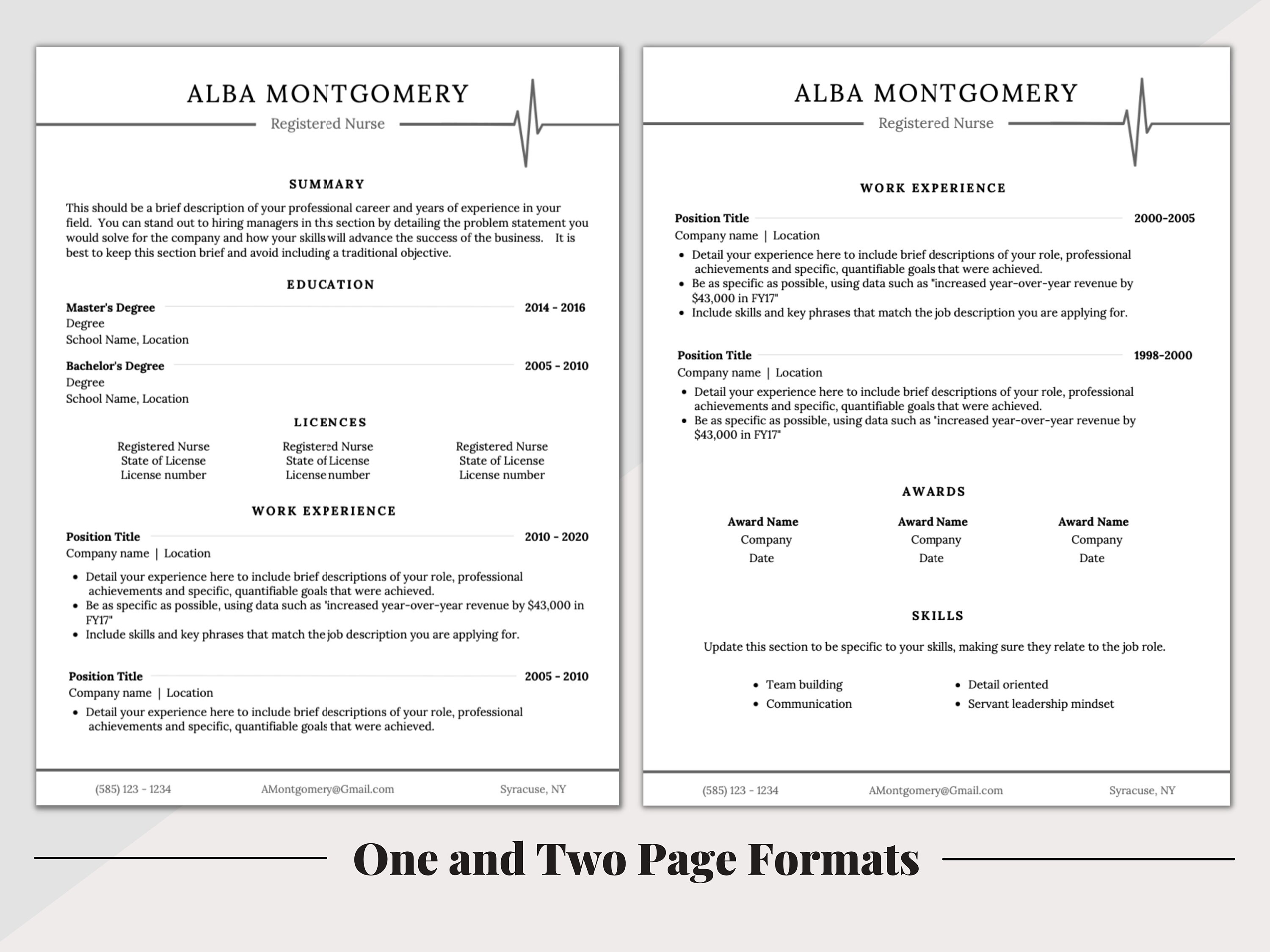 Medical Resume CV Template, ATS Friendly Resume, Professional Resume ...