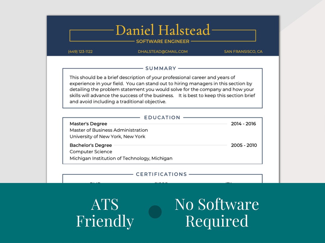 Modern Resume CV Template, ATS Friendly, Includes Cover Letter ...