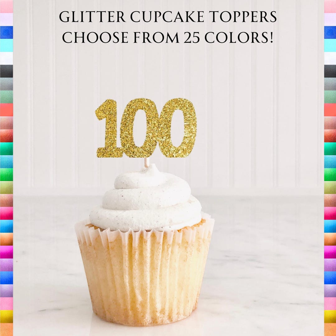 100 Cupcake Toppers, 100th Birthday Party Decorations, 100 Days of ...