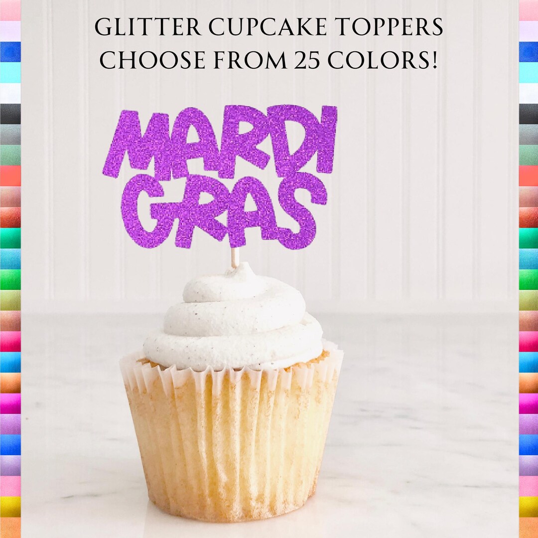Mardi Gras Cupcake Toppers, Fat Tuesday Cupcake Toppers, NOLA Party ...