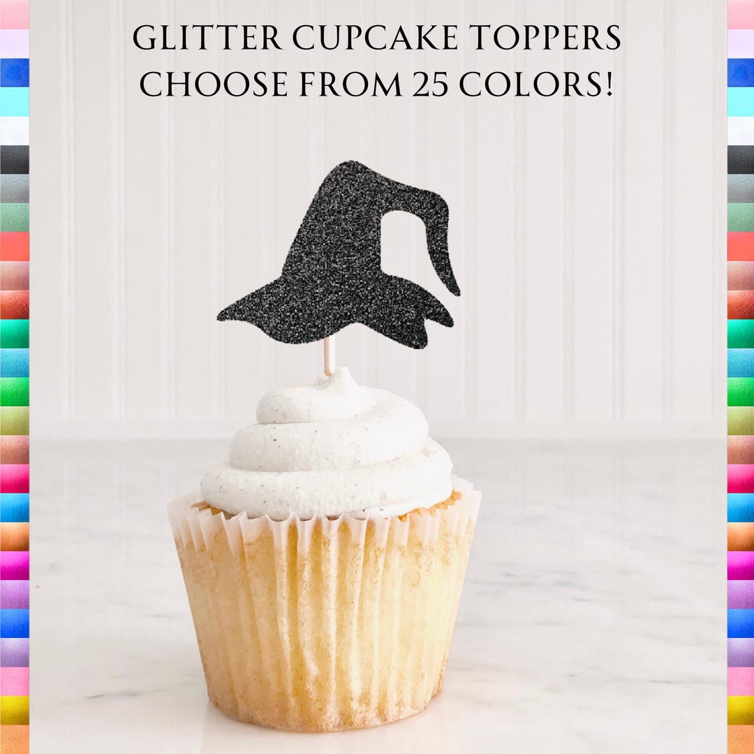 Witch Hat Cupcake Toppers, Halloween Party Decor, Halloween Cupcake ...