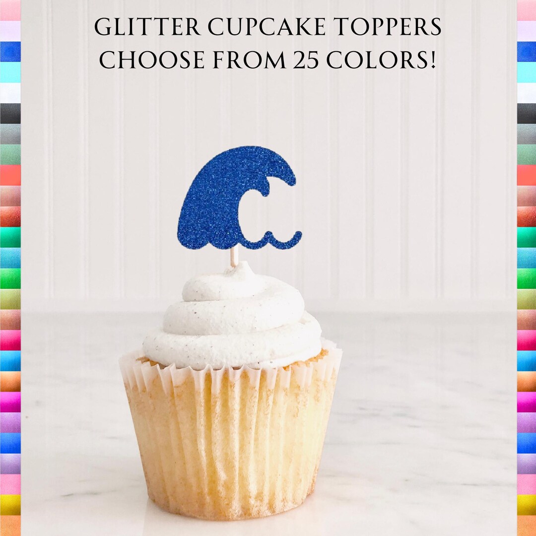 Wave Cupcake Toppers, Hawaiian Birthday Party Decor, Surf Theme Party ...