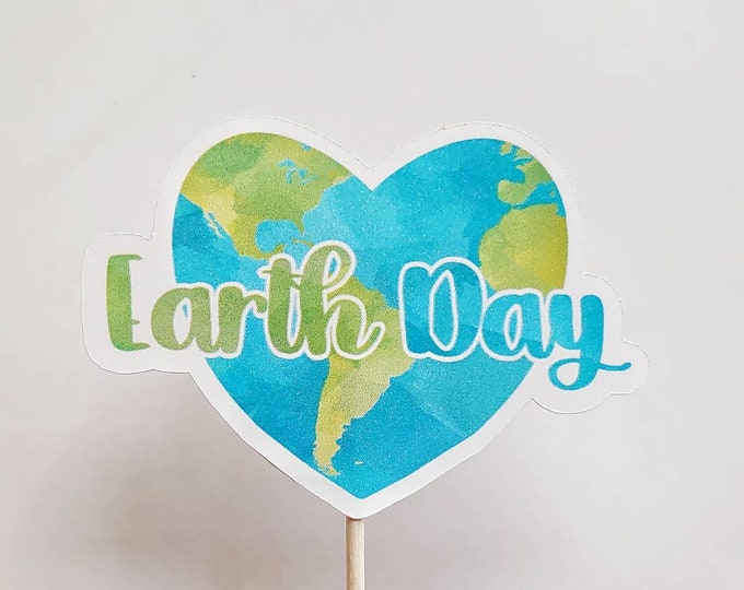 Earth Day Cupcake Toppers, Earth Day Party, Party Favors for Earth Day ...