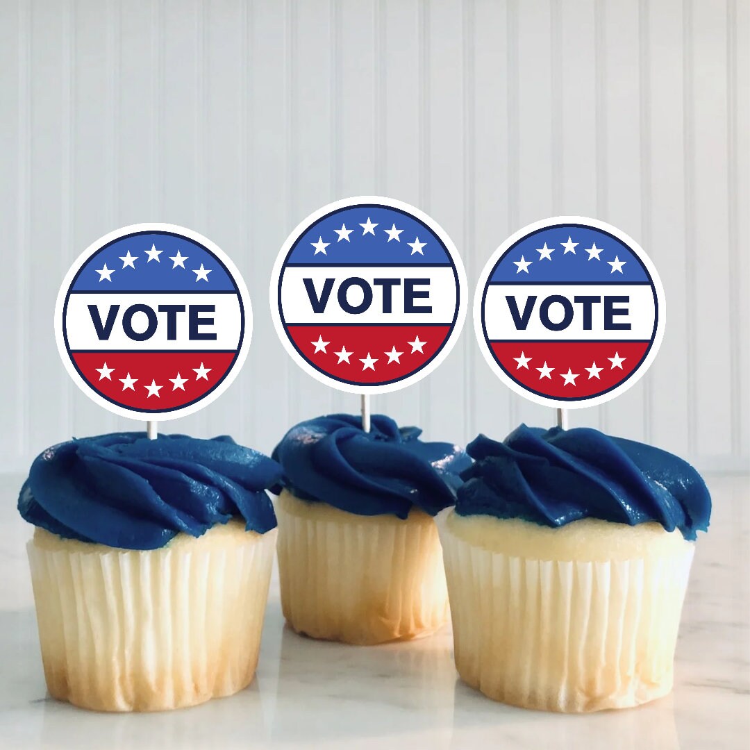 Vote Cupcake Toppers, Election Party Decorations, Vote Party ...