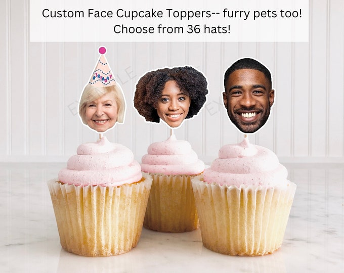 Custom Photo Cupcake Toppers, Custom Face Cupcake Toppers, Custom Image ...