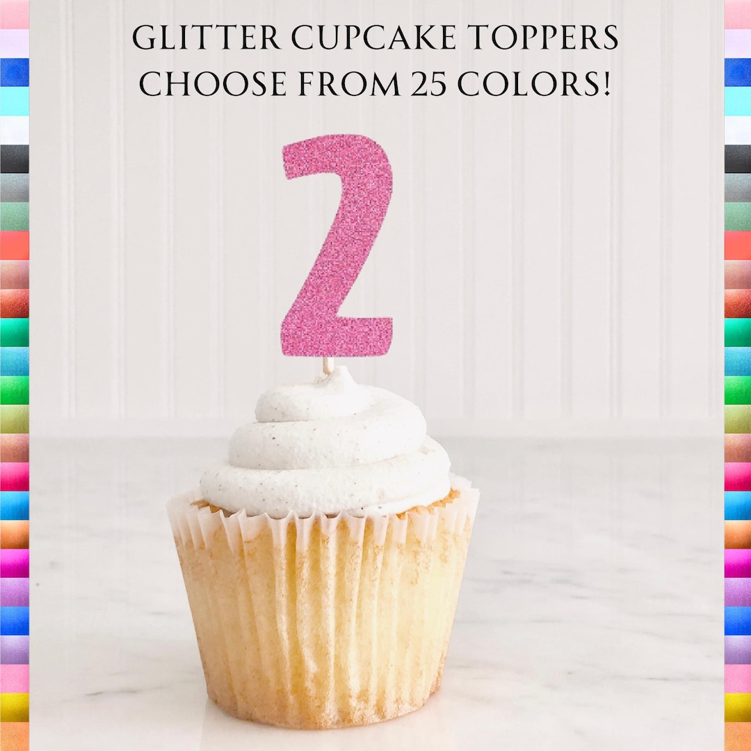 2 Cupcake Topper, 2nd Birthday Decor, Number 2 Cupcake Topper, Two Food ...