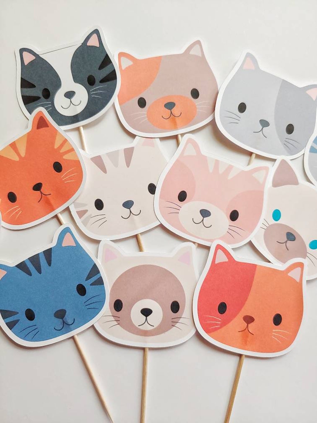 Cat Cupcake Toppers, Cat Party Decor, Kitty Cupcake Toppers, Cat ...
