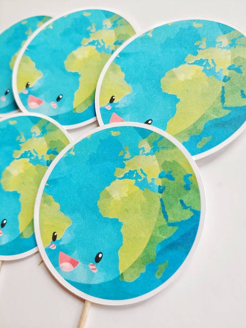 Earth Cupcake Toppers Earth Day Party Decorations Solar - Etsy
