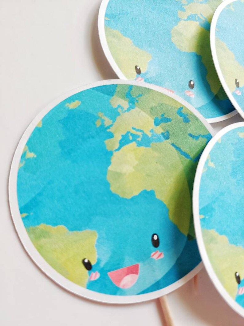 Earth Cupcake Toppers Earth Day Party Decorations Solar - Etsy