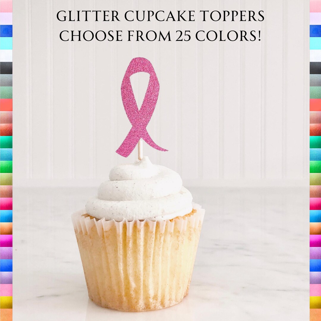 Awareness Ribbon Cupcake Toppers, Cancer Ribbon Cupcake, Cancer Free ...