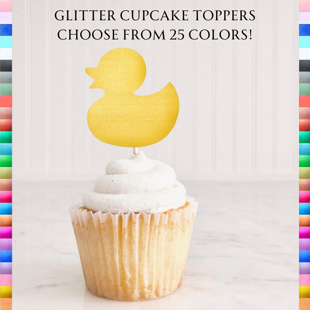 Rubber Duck Cupcake Toppers, Duck Cupcake Toppers, Waddle It Be Baby ...