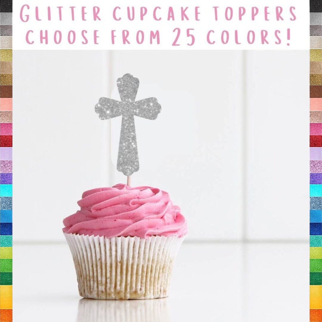 Cross Cupcake Topper, Baptism Cupcake Toppers, Christening Cupcake ...
